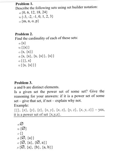 solved describe the following sets using set builder