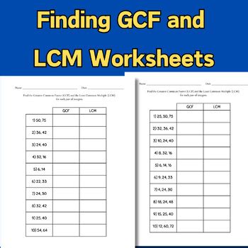 Finding GCF And LCM Practice Worksheets By Mr Trayvon TPT