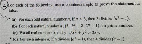 solved 2 for each of the following use a counterexample to