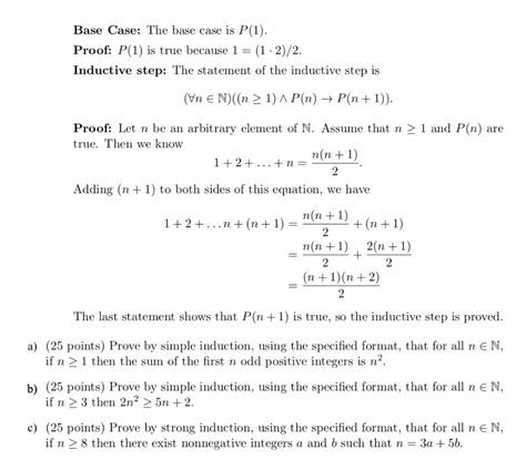solved in each of the proofs by induction in parts a b