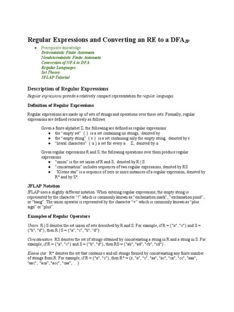 regular expression to dfa conversion module pdf regular expression theoretical computer