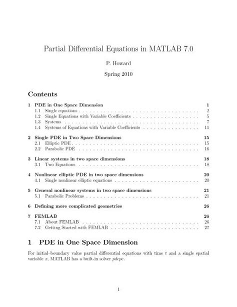 solving partial differential equations in matlab