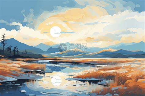 美丽的风景插画插画图片下载 正版图片600420208 摄图网