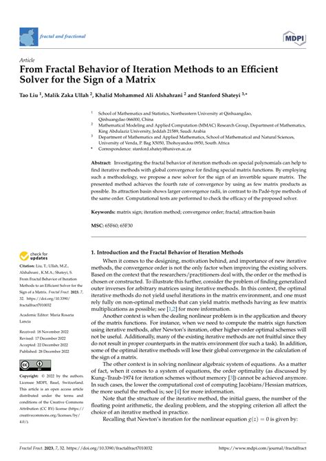pdf from fractal behavior of iteration methods to an efficient solver for the sign of a matrix