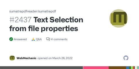 text selection from file properties · sumatrapdfreader sumatrapdf · discussion 2437 · github