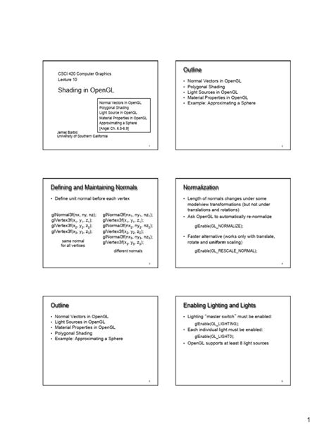 10 shading opengl 6up pdf shader digital signal processing