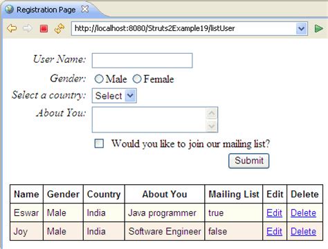 GoogleBin Java Code Tricks Struts 2 CRUD Example