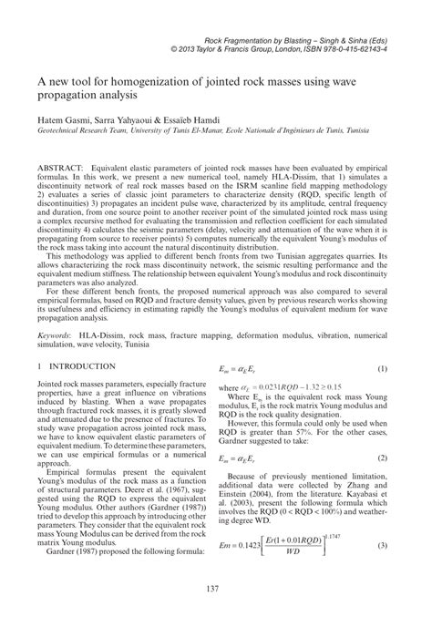pdf a new tool for homogenization of jointed rock masses using wave propagation analysis