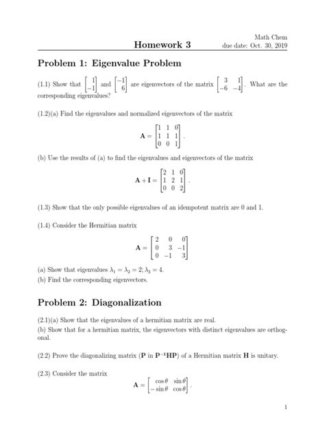 eigenvalue problems and linear transformations an analysis of a graduate level homework