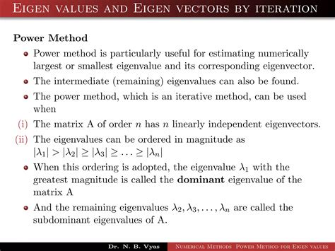 numerical methods power method for eigen values