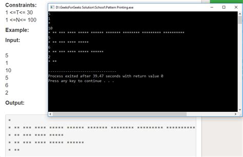 geeksforgeeks solution for pattern printing