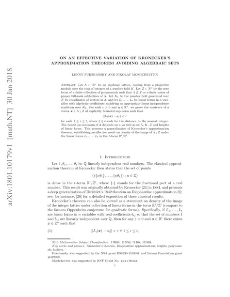 pdf on an effective variation of kronecker s approximation theorem avoiding algebraic sets