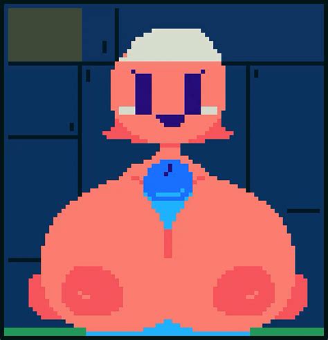 Rule 34 Animated Big Breasts Blue Eyes Blue Skin Blush Breasts Comomo Kero Blaster Holding