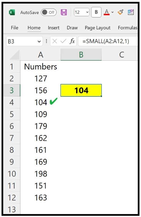 Finding The Smallest Value In Excel