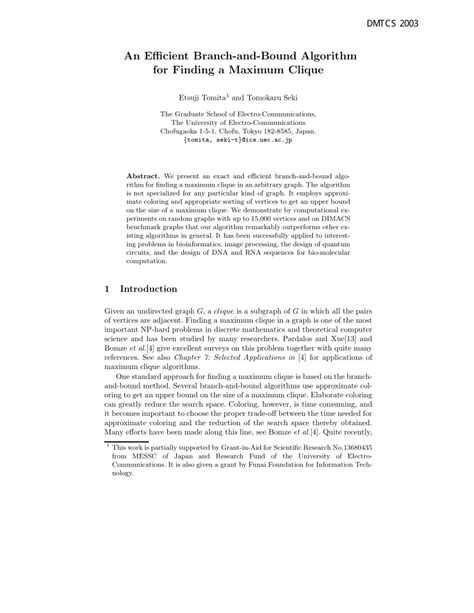 pdf an efficient branch and bound algorithm for finding a maximum clique