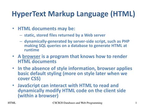 PPT HyperText Markup Language HTML PowerPoint Presentation Free
