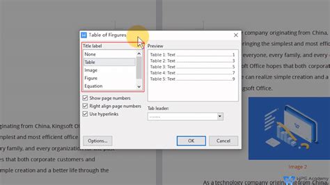 Insert Table Of Figures And Refer To The List Of Captioned Objects
