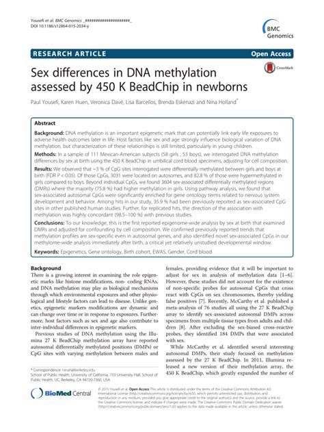 pdf sex differences in dna methylation assessed by 450 k beadchip in newborns