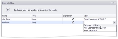 how to pass a dashboard parameter to a custom sql query business intelligence dashboard