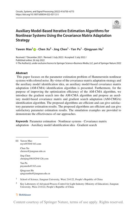 auxiliary model based iterative estimation algorithms for nonlinear systems using the covariance
