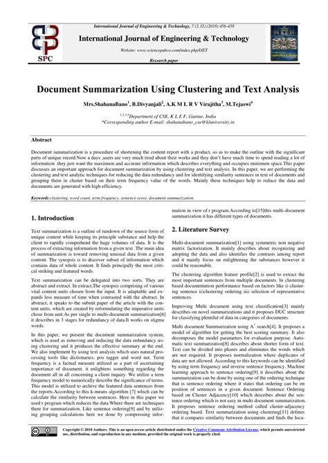 pdf document summarization using clustering and text analysis