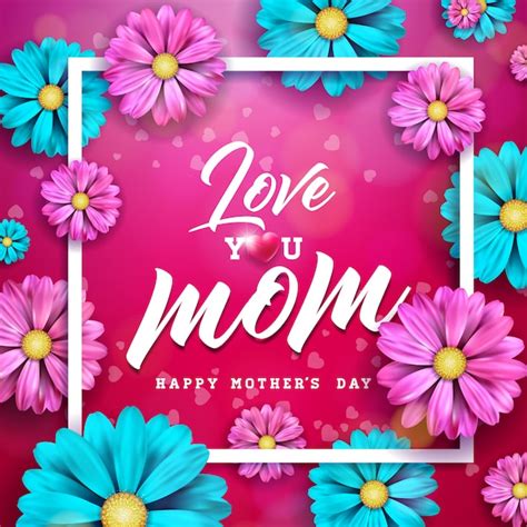 Premium Vector Happy Mother´s Day Greeting Card Design With Flower And Typographic Elements On