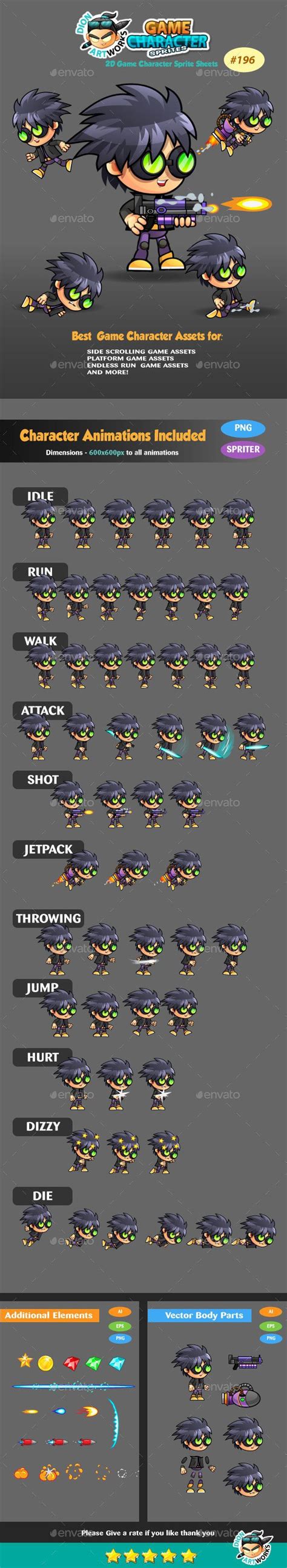 2D Game Character Sprites 196 Game Character Games Sprite