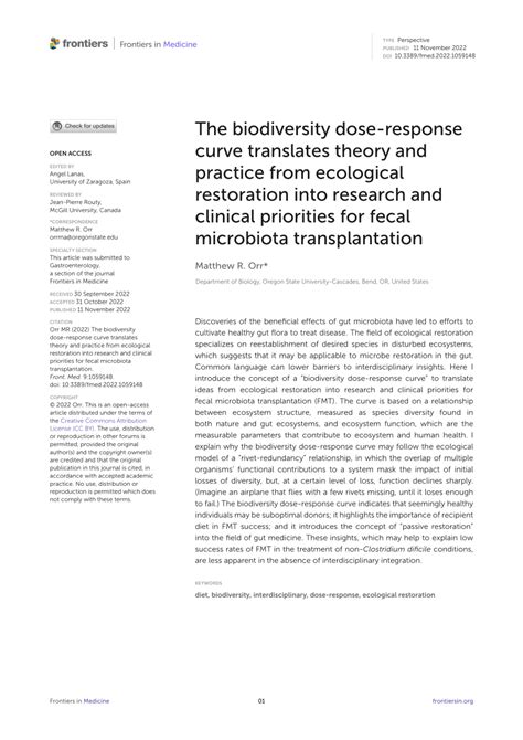 Pdf The Biodiversity Dose Response Curve Translates Theory And