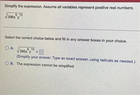 solved simplify the expression assume all variables