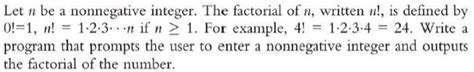 solved let n be a nonnegative integer the factorial of n