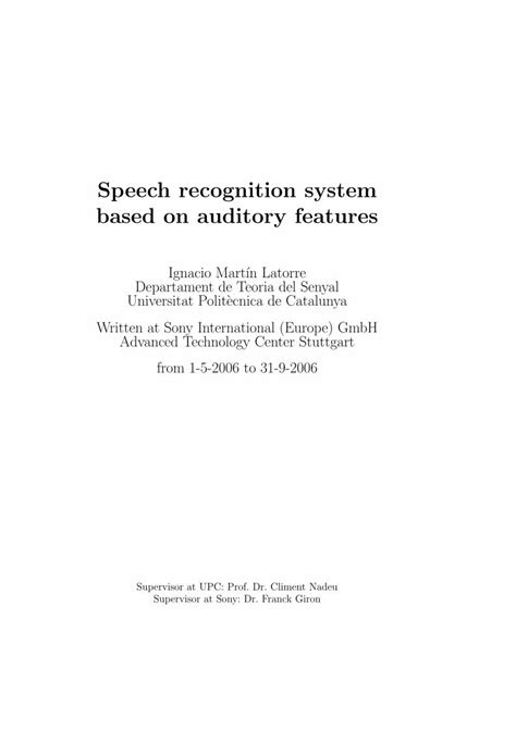 pdf speech recognition system based on auditory features dokumen tips
