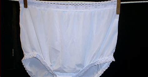 Real Women In Panties White Nylon Full Cut Briefs On Clothesline
