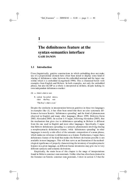 pdf the definiteness feature at the syntax semantics interface gabi danon