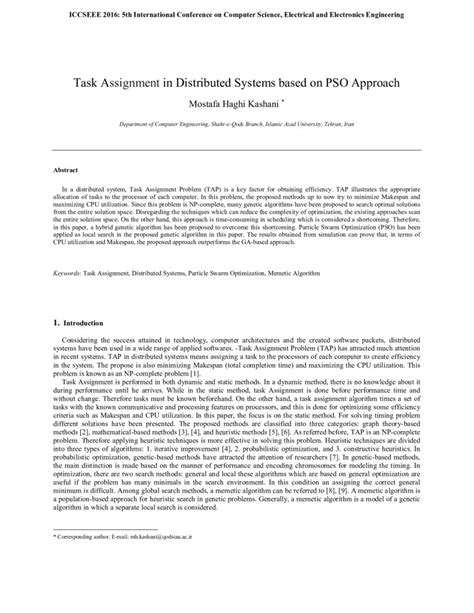 task assignment in distributed systems based on pso approach deepai