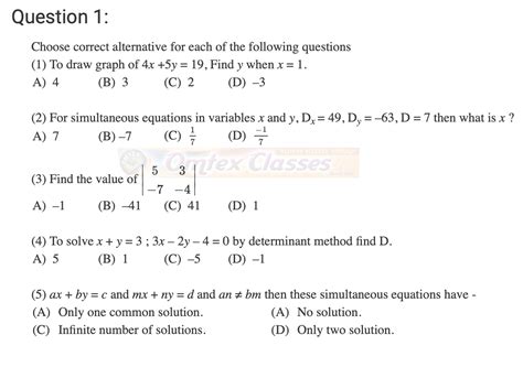 education problem set 1 linear equations in two variables ssc maharashtra 10th standard