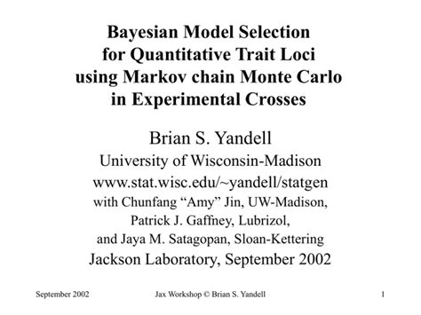 bayesian model selection for quantitative trait loci using markov chain monte carlo
