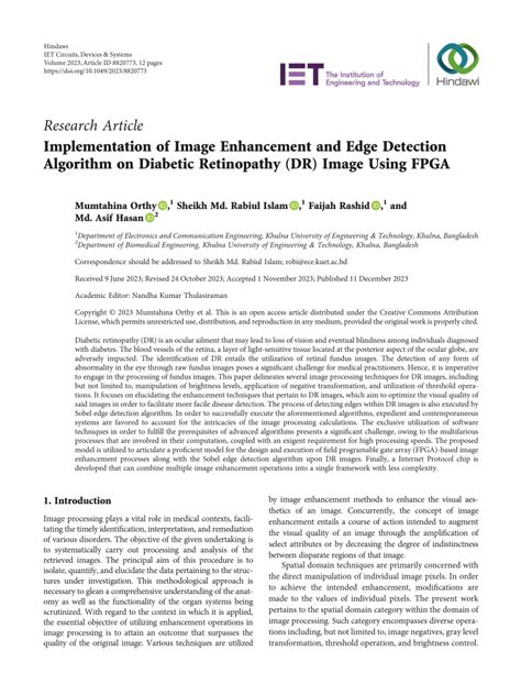 pdf implementation of image enhancement and edge detection algorithm on diabetic retinopathy