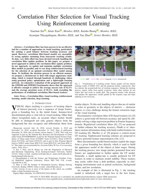 pdf correlation filter selection for visual tracking using reinforcement learning