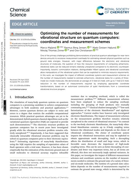 pdf optimizing the number of measurements for vibrational structure on quantum computers