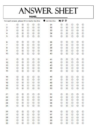 32 SAMPLE Answer Sheet Templates In PDF MS Word