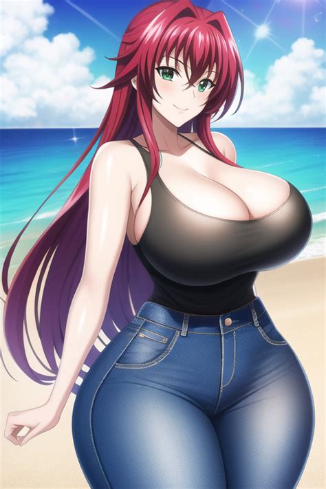 Rule 34 Ai Generated Black Tank Top Blue Eyes Curvy Curvy Figure Gigantic Breasts High Waist