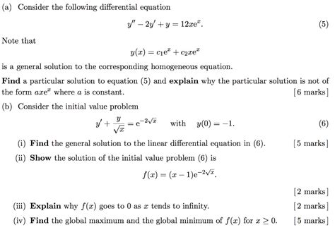 solved consider the following differential equation y 2y y 12xe 5 note that y c c1ez