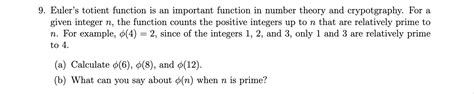 solved 9 euler s totient function is an important function