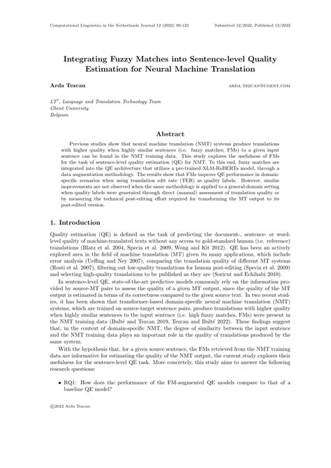 pdf integrating fuzzy matches into sentence level quality estimation for neural machine
