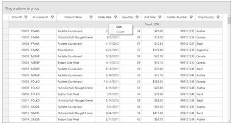 Interactive Features In Windows Forms DataGrid Syncfusion