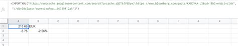 Google Sheets IMPORTXML And Right XPath From Bloomberg Price Stack