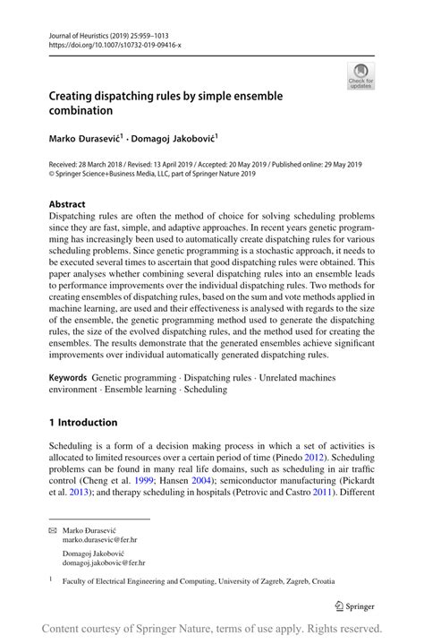 creating dispatching rules by simple ensemble combination request pdf