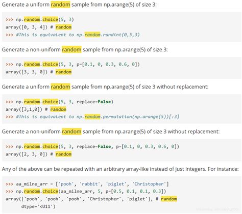numpy random choice 用法详解（附官方文档） numpy random chioce csdn博客