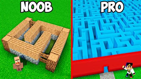 Minecraft NOOB Vs PRO GIANT MAZE Build Challenge The Villager Built A