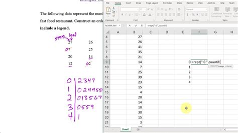 advanced graphs using excel histogram and stem leaf p